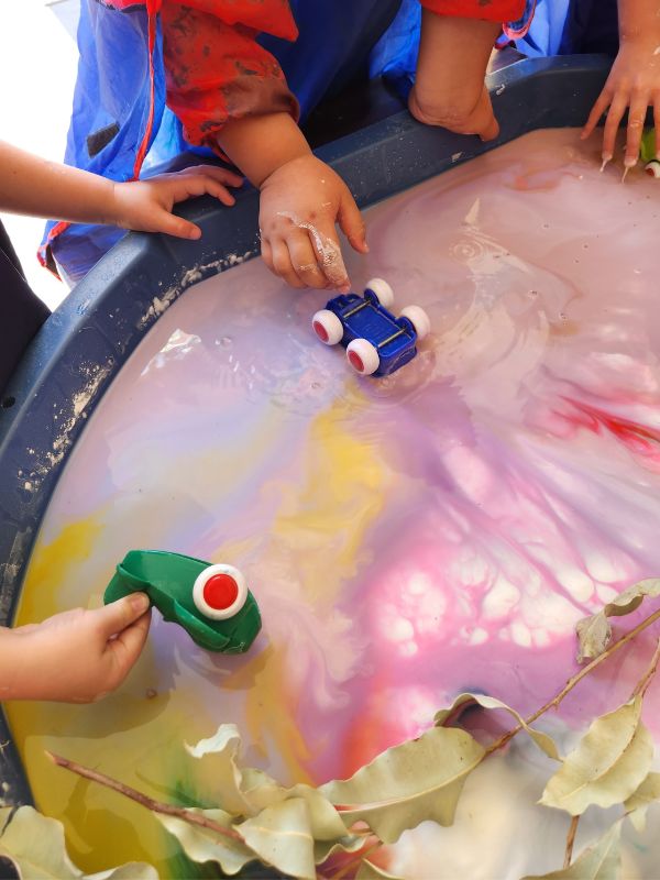 Sonas Huntingdale - Goop Sensory Tray with Cars! - Sonas Childcare