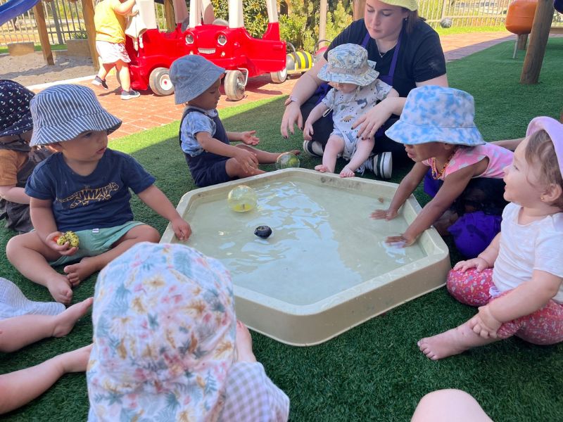 Sonas Coolbellup - Swimming The Duck (Sensory Tray Play) - Sonas Childcare
