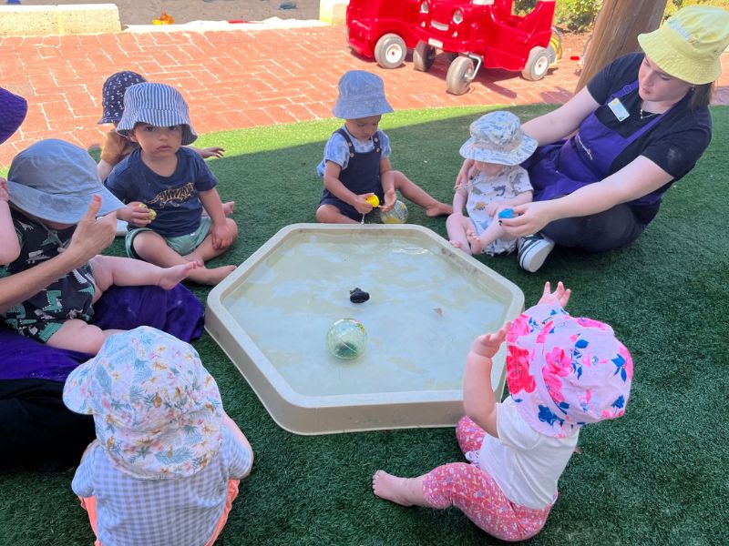 Sonas Coolbellup - Swimming The Duck (Sensory Tray Play) - Sonas Childcare