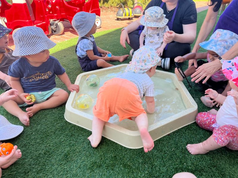 Sonas Coolbellup - Swimming The Duck (Sensory Tray Play) - Sonas Childcare